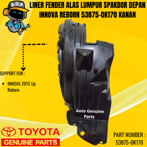 Jual LINER FENDER ALAS LUMPUR SPAKBOR DEPAN INNOVA REBORN 53875-0K170 ...