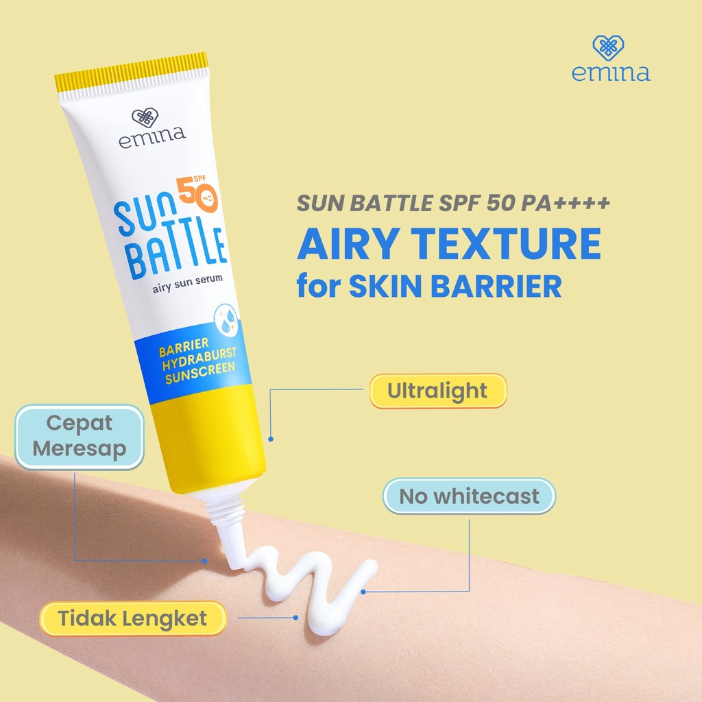 Jual Emina Sun Battle Spf 50 Pa++++ Barrier Hydraburst Sunscreen 30ml | Shopee Indonesia