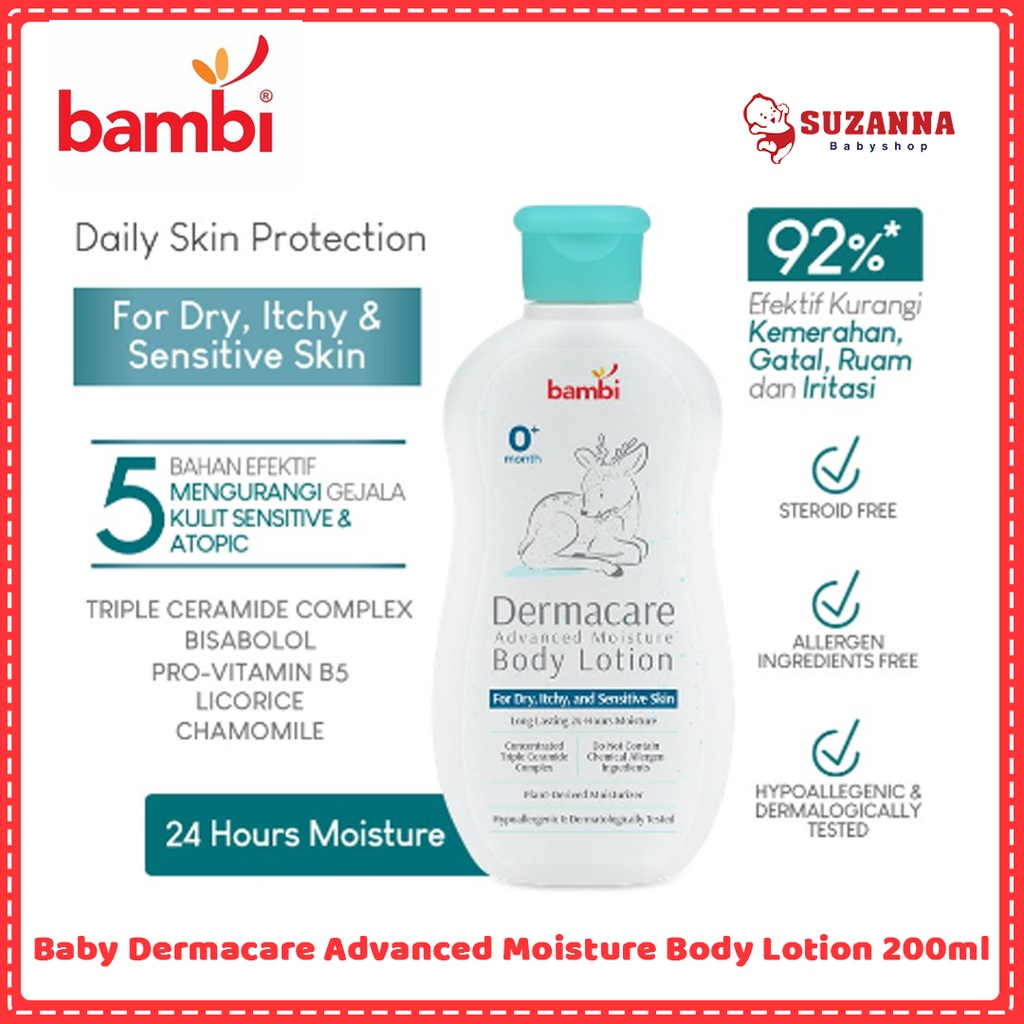 Jual Bambi Baby Dermacare Advanced Moisture Body Lotion 200ml | Shopee ...