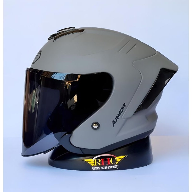 Jual helm JS armor half face solid sni warna dark grey gloss | Shopee ...