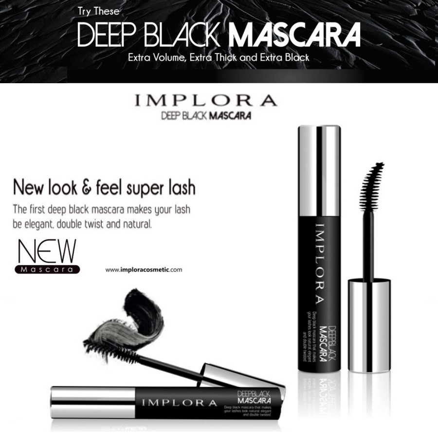 Jual IMPLORA Deep Black Mascara Extra Thick & Black 3.8gr Waterproof ...