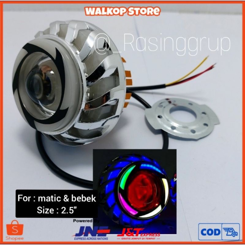 Jual Led proji depan lampu proji model oval 2.5 inci bebek dan matic ...