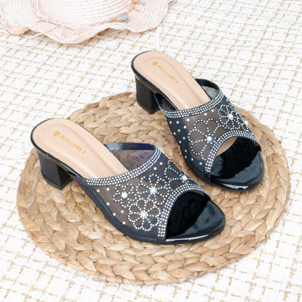 Jual heels pesta cantik motif bunga manis kode ZN14 tinggi 5cm Tinggi ...