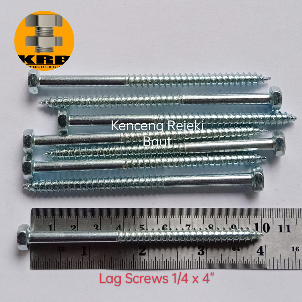 Jual Sekrup Fisher 1/4x2", 1/4x2 1/2", 1/4x3", 1/4x4"/ Lag Screw / Deck ...