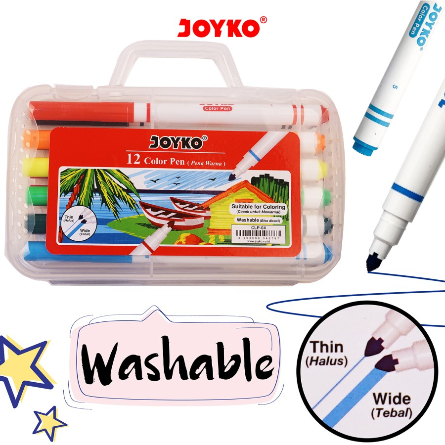 Jual Color Pen Pulpen Pena Warna Joyko CLP-04 12 Warna Colors | Shopee ...