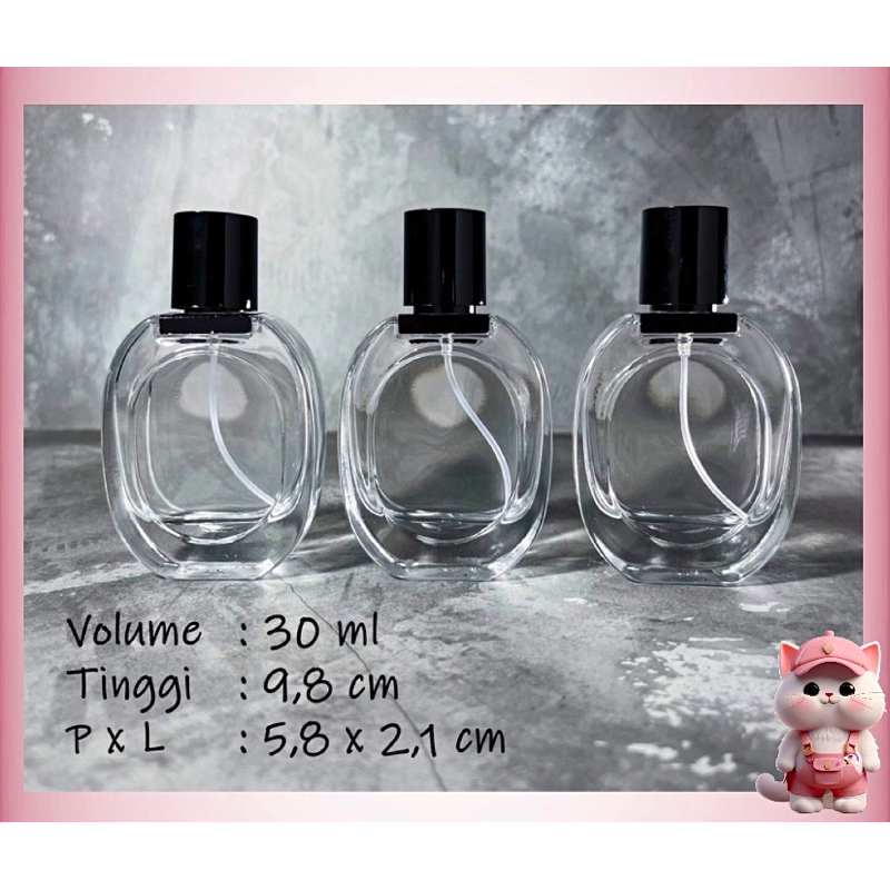 Jual N054 Botol Parfum 30ml Spray Kaca Tebal Oval - Refillable Minyak ...