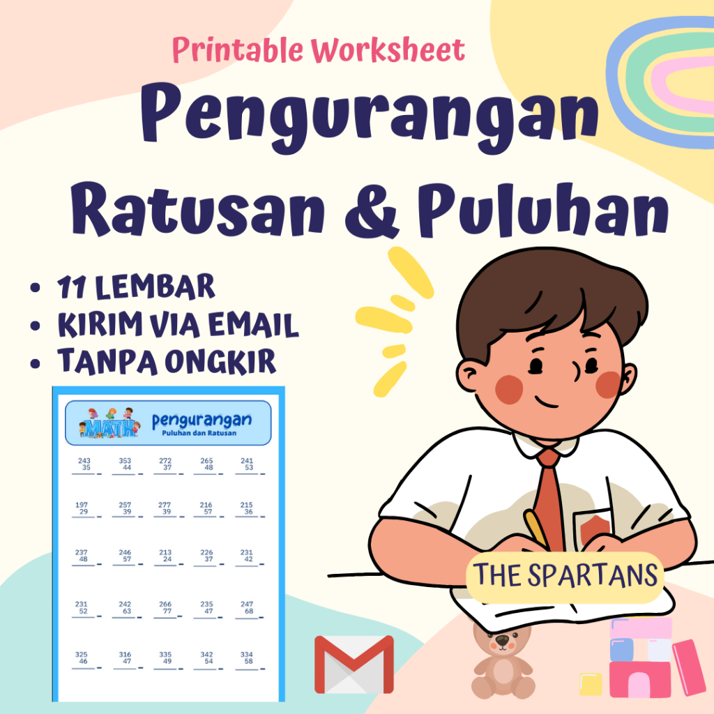 Jual 15 Lembar Worksheet Pengurangan Puluhan & Ratusan Untuk Anak SD ...