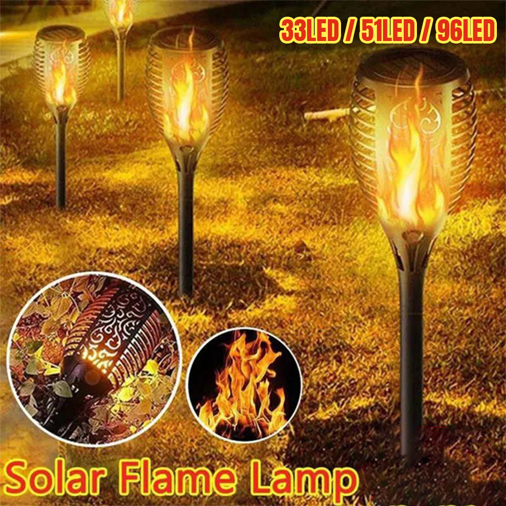 Jual Lampu Taman Model Obor Api 33/51/96 LED Solar Flame Fire Torch ...