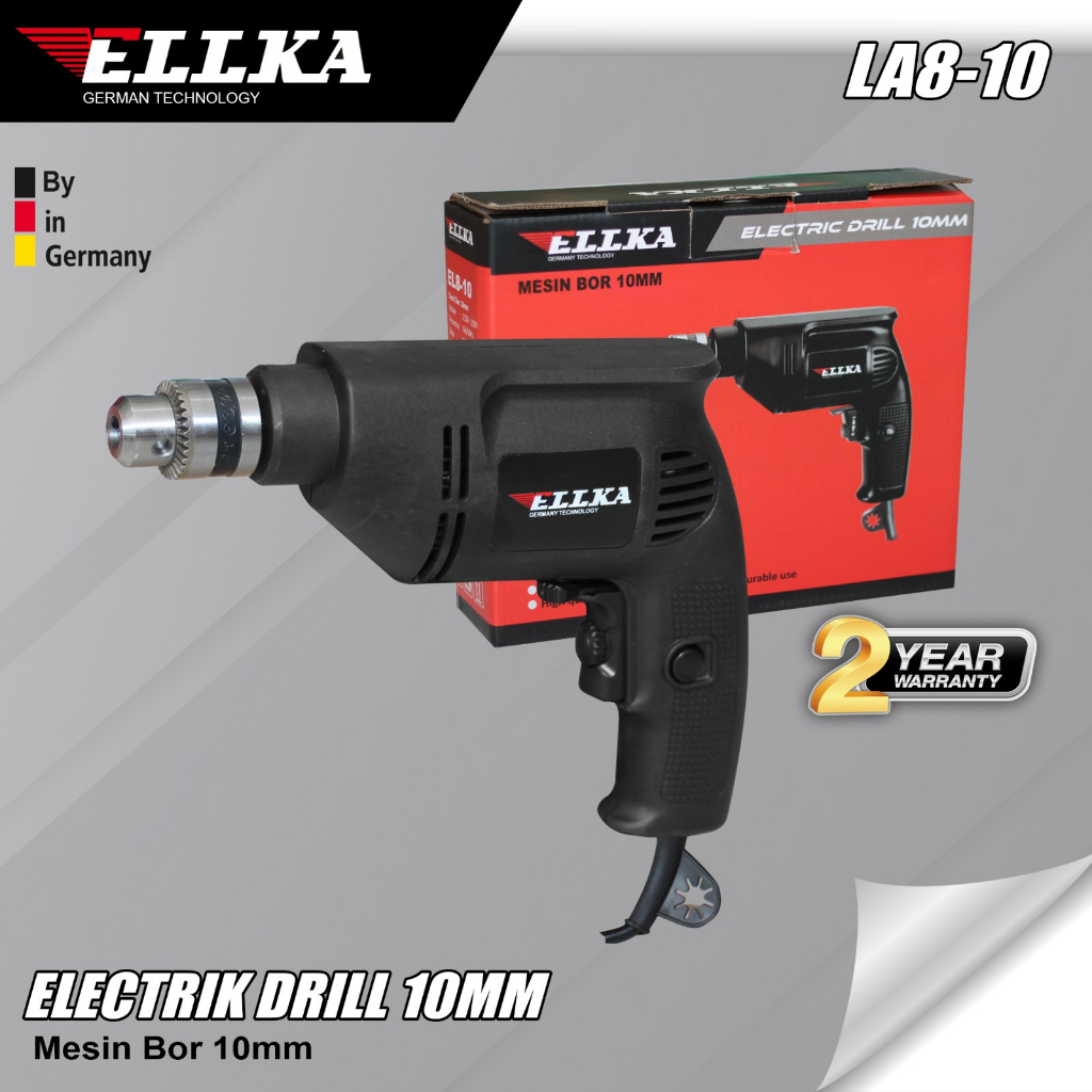 Jual ELLKA Electric Drill 10mm Mesin Bor Listrik 10mm Bor Besi dan Kayu Putaran Bolak Balik ...
