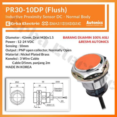 Jual Autonics PR30-10DP Induktif Proximity Sensor Metal Besi 3 wire DC ...