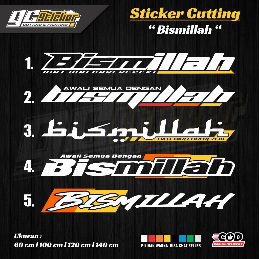 Jual READY STICKER CUTTING BISMILLAH //STIKER KACA MOBIL//STIKER ...