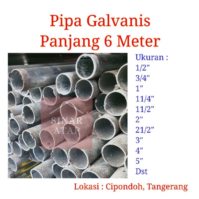 Jual Besi Pipa Galvanis 3/4" tebal 1.6 mm Panjang 6 Meter | Shopee Indonesia