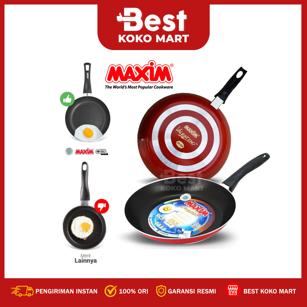 Jual Teflon / Frypan Maxim Valentino Anti Lengket Ukuran 12, 18, 20, 22 ...