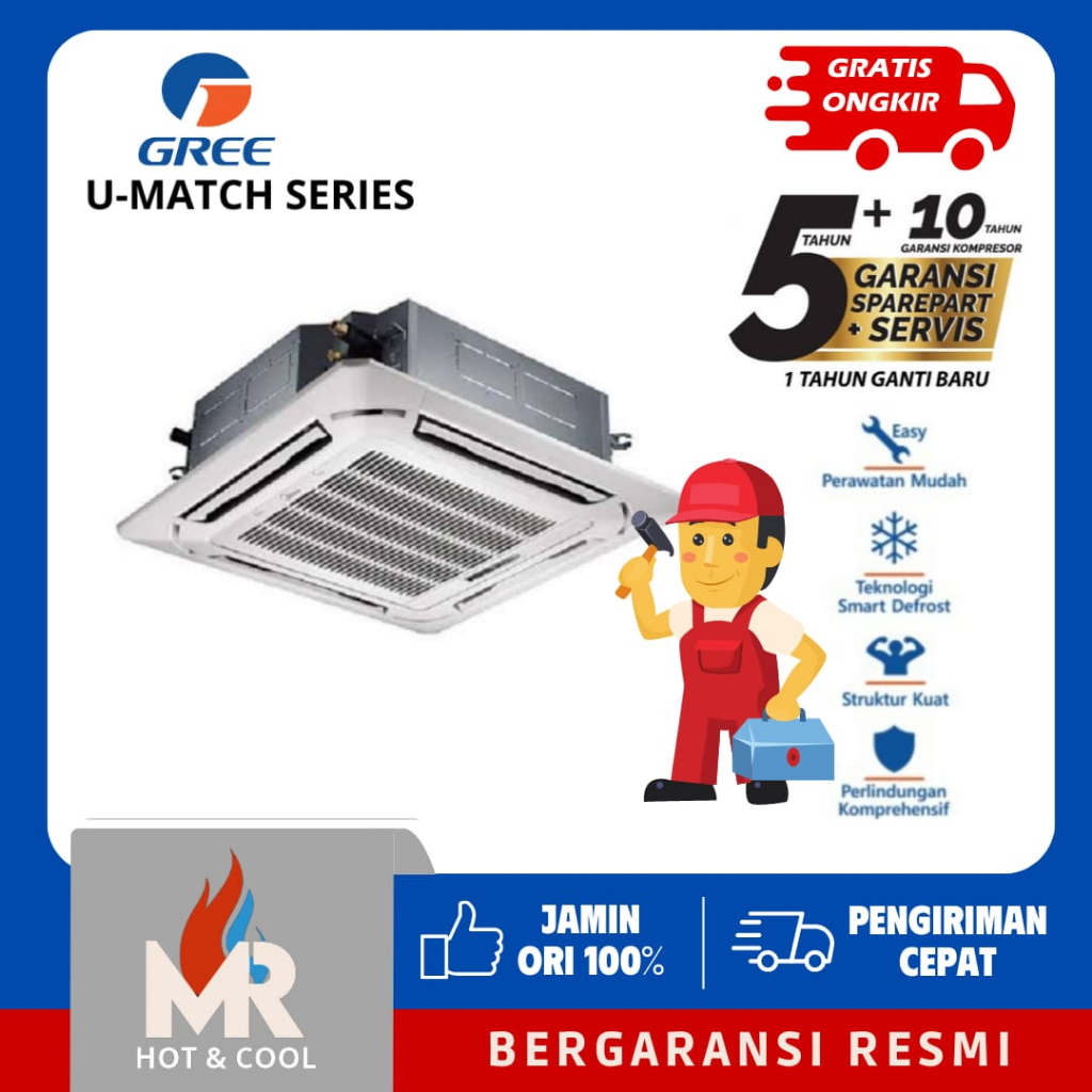 Jual GREE GU71T 3 PK AC Cassette Standard 3PK 1 Phase GU71T/A-K | Shopee Indonesia