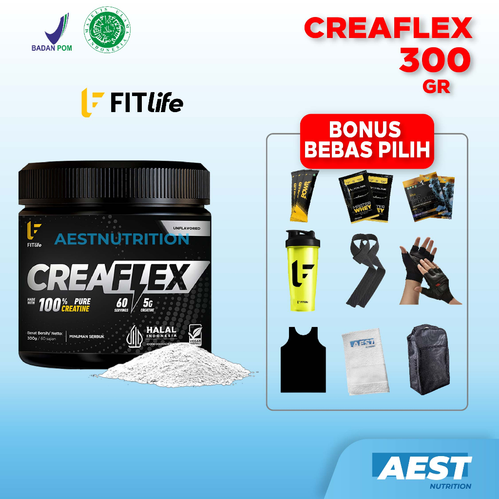 Jual Fitlife CreaFLEX 100% Creatine Pure Monohydrate Supplement Fitness ...