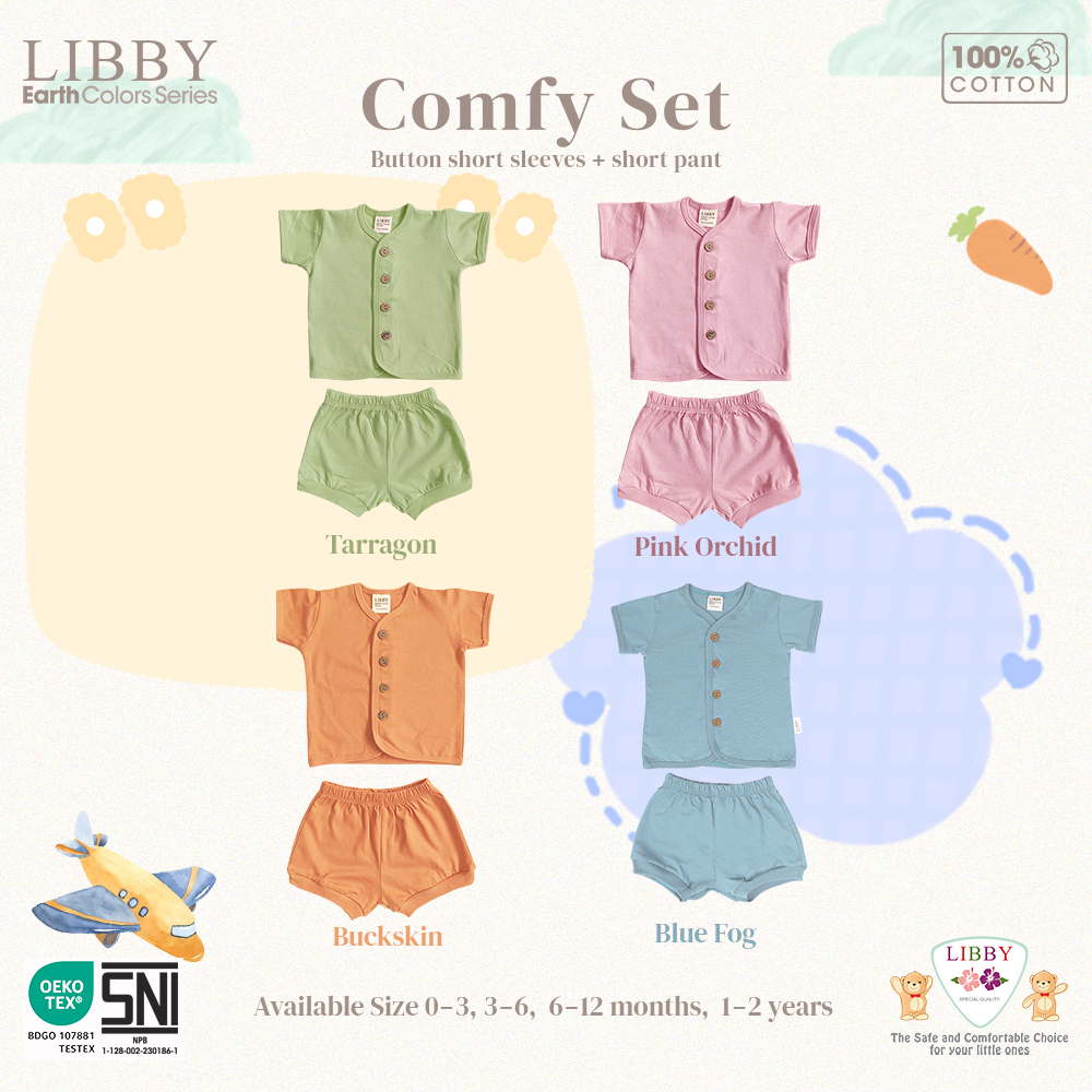 Jual LIBBY Piyama Bayi-Setelan Pendek Bayi-Baju Tidur Bayi-LIBBY EARTH COMFY SET Seri 5 (1 Stel ...