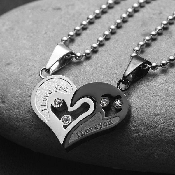 Jual Kalung Heart Couple Love Kado spesial Pasangan Liontin Rantai HATI ...