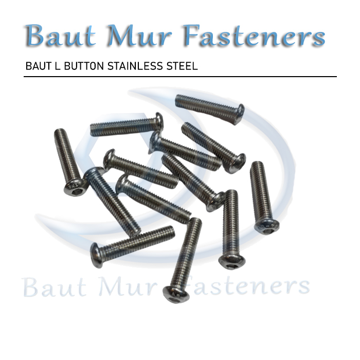 Jual BAUT L BUTTON M3 X 12 | BUTTON HEAD SOCKET CAP STAINLESS STEEL | Shopee Indonesia