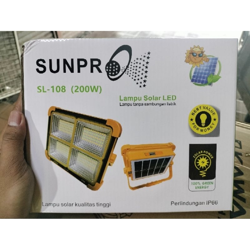 Jual Lampu emergency tenaga Matahari solar panel sunpro 200 watt sl 108 ...