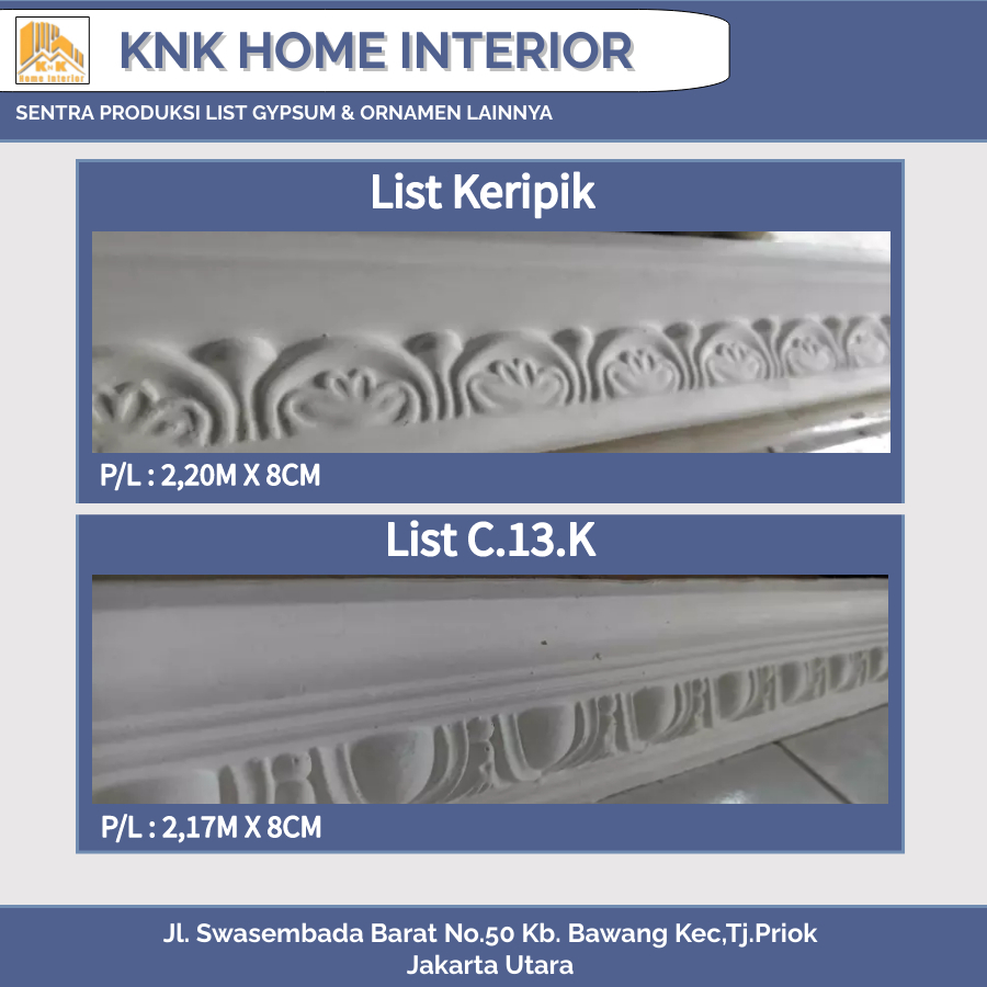 Jual List Gypsum 8cm / Lis Gypsum Motif Keripik & C13 / List Plafon ...