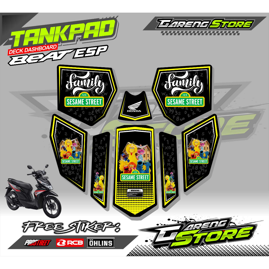 Jual STRIPING VARIASI TANKPAD HONDA BEAT ESP DESAIN SESAME STREET ...