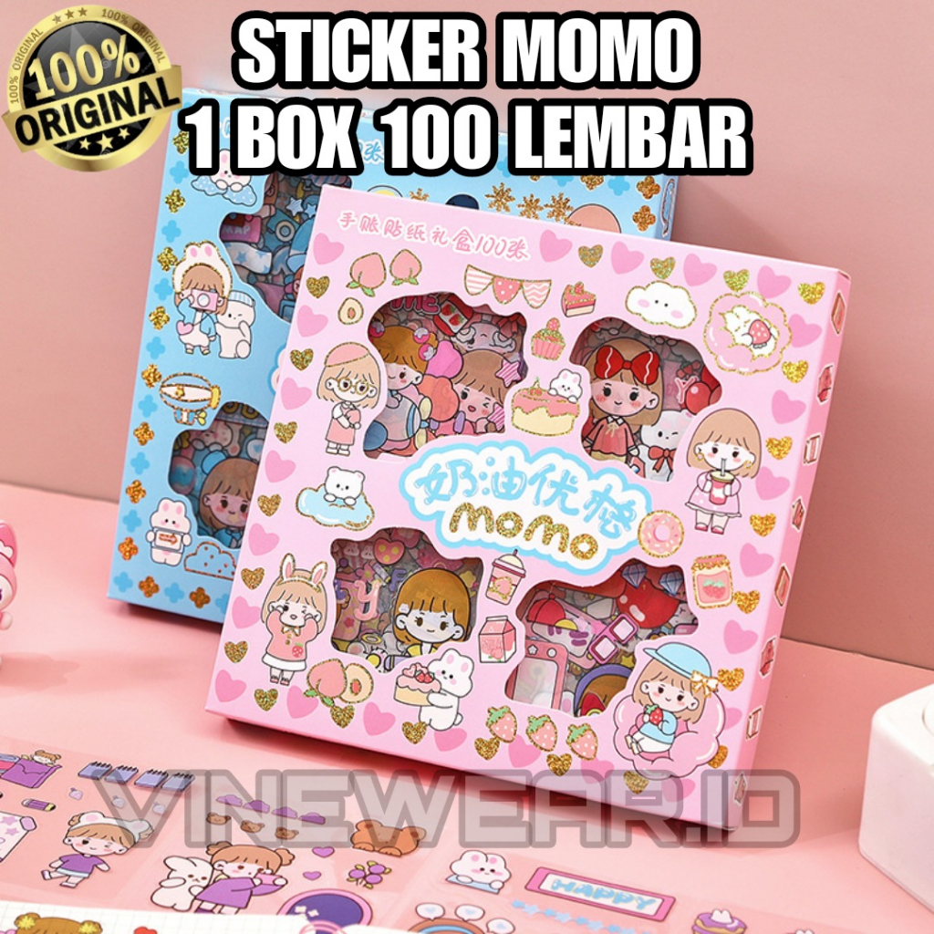 Jual Stiker 2D 100 Lembar Sticker Momo Kartun Korea Lucu Anti Air ...