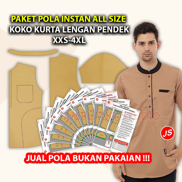 Jual Paket Pola Instan All Size Kemeja Koko Kurta Lengan Pendek | Pola Semua Ukuran XXS-4XL ...