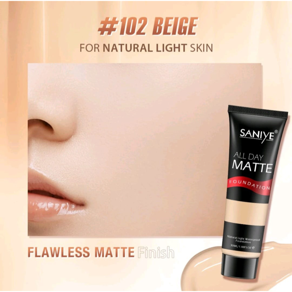 Jual SANIYE Cover Foundation Full Coverage All Day Matte Poreless | Shopee Indonesia