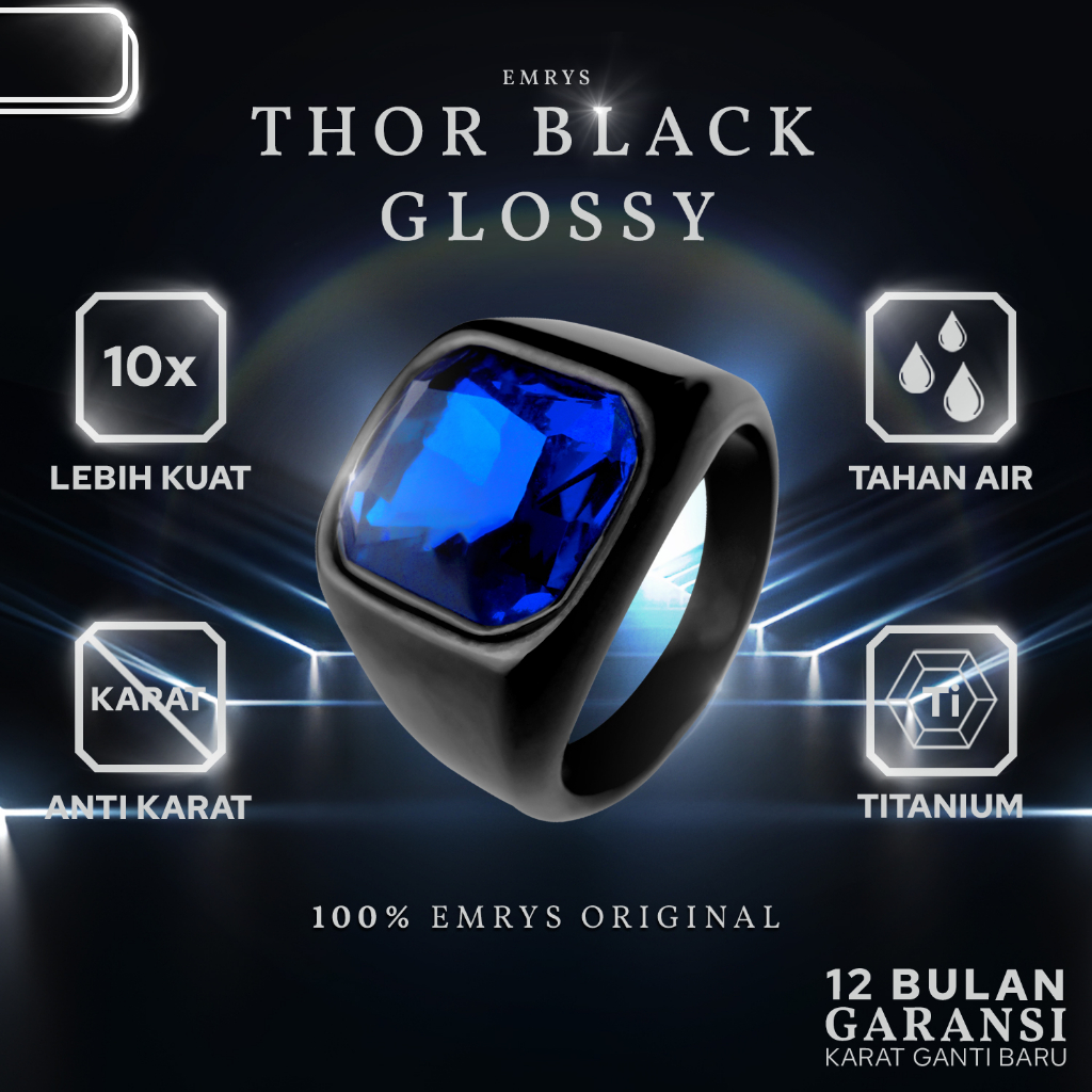 Jual BUY 1 FREE 1 GIFT Emrys Premium Ring THOR BLACK GLOSSY Collection ...