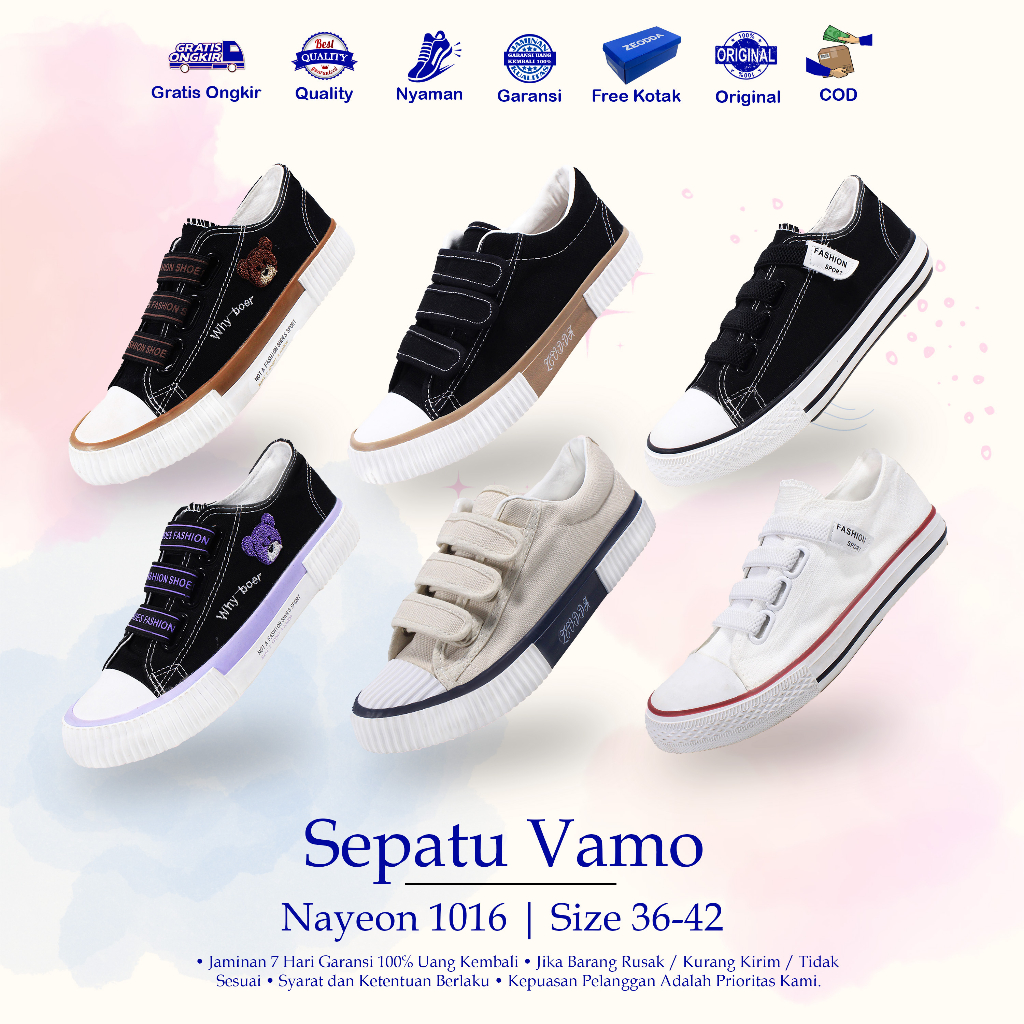Jual SepatuVamo Nayeon Sepatu Kanvas Perekat Wanita Tanpa Tali Korea ...
