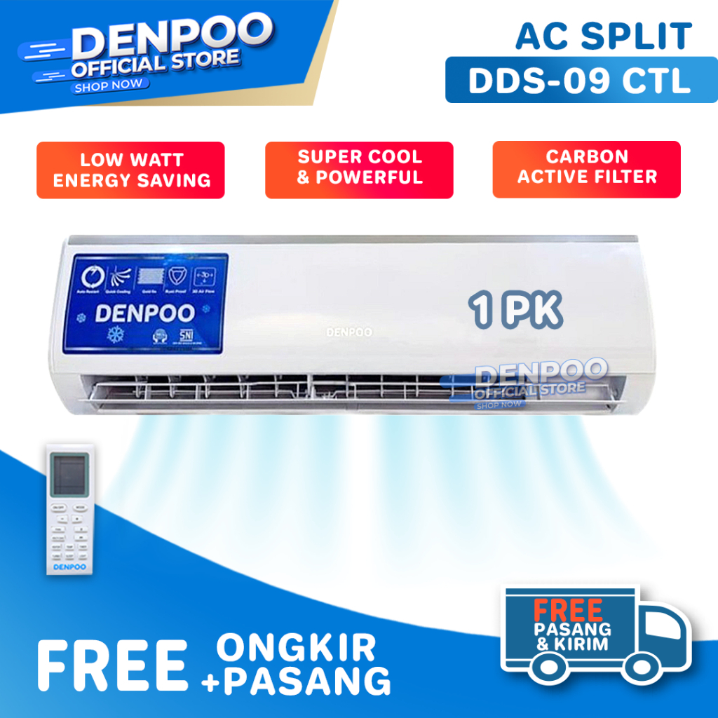 Jual DENPOO AC SPLIT 1 PK DDS 09CTL LOW WATT | Shopee Indonesia