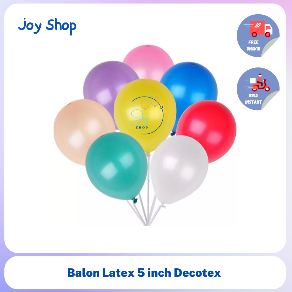 Jual Balon latex 5 inch doff merk decotex ukuran 5" 1 pak isi 100pcs ...