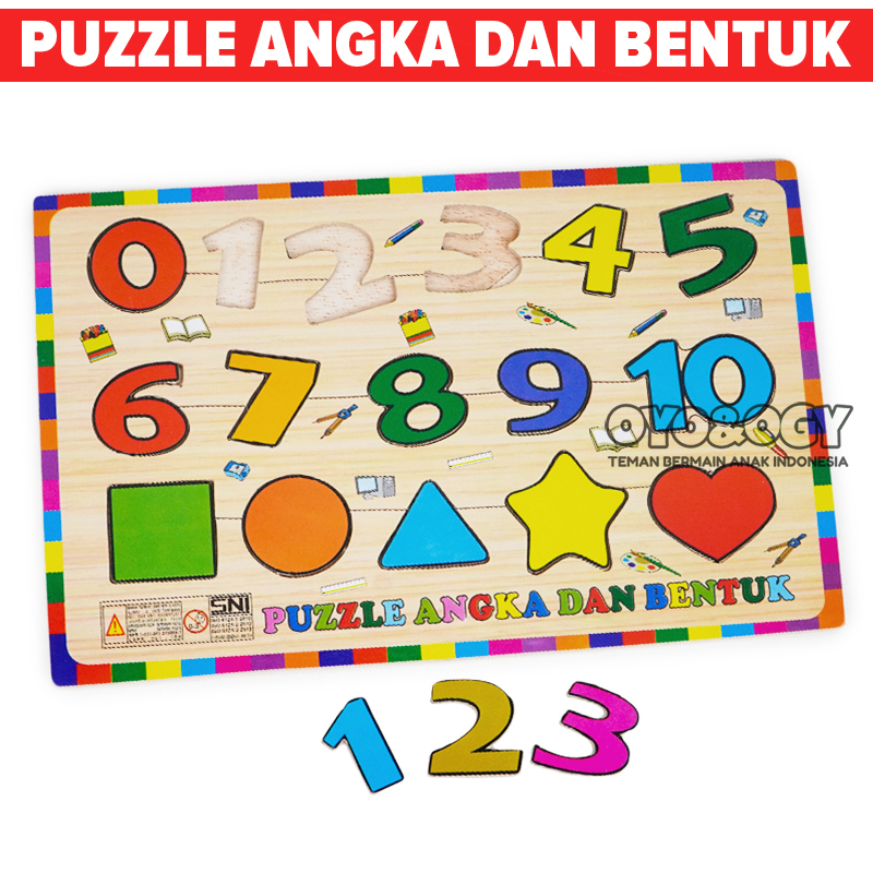 Jual Mainan Edukasi Anak Puzzle Kayu Angka Bentuk 123 Bongkar Pasang ...
