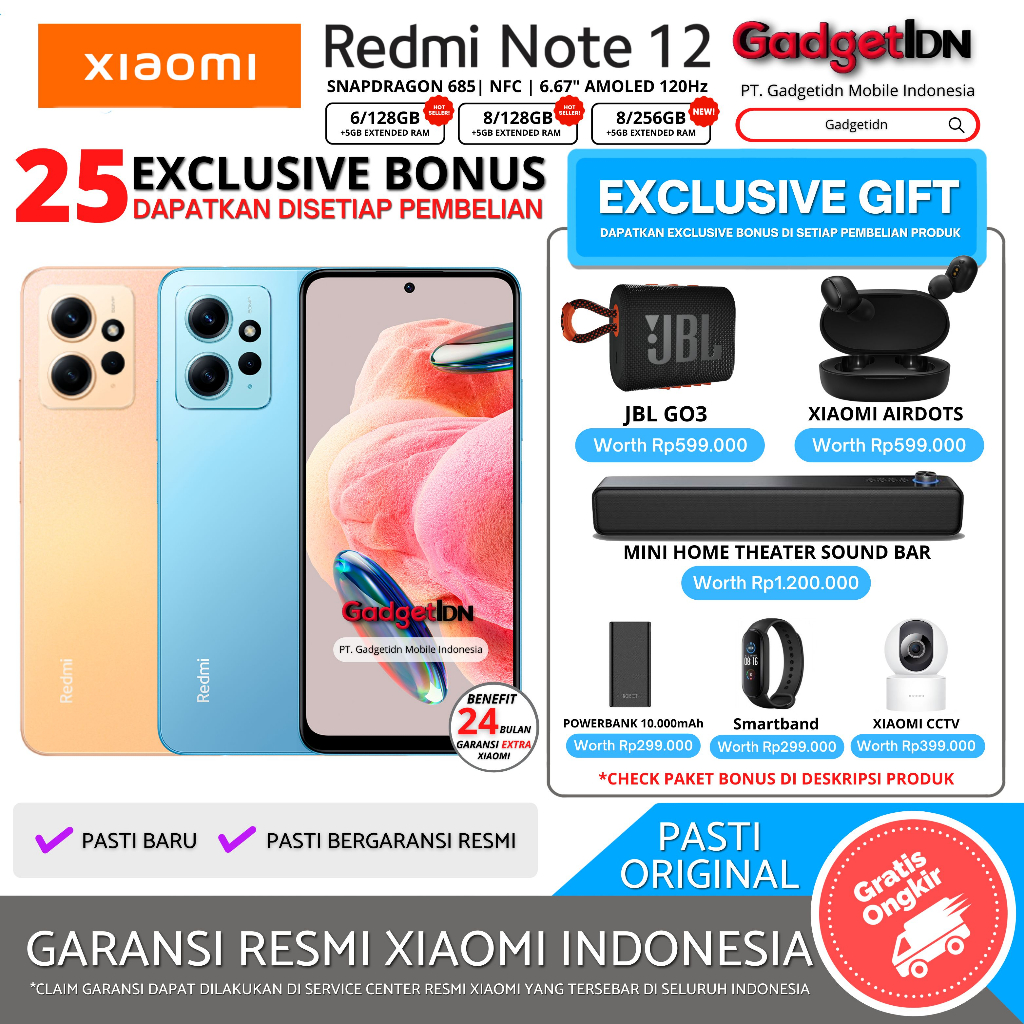 Jual XIAOMI Redmi Note 12 NFC 8/256GB 8/128GB 6/128GB 4/128GB Garansi ...