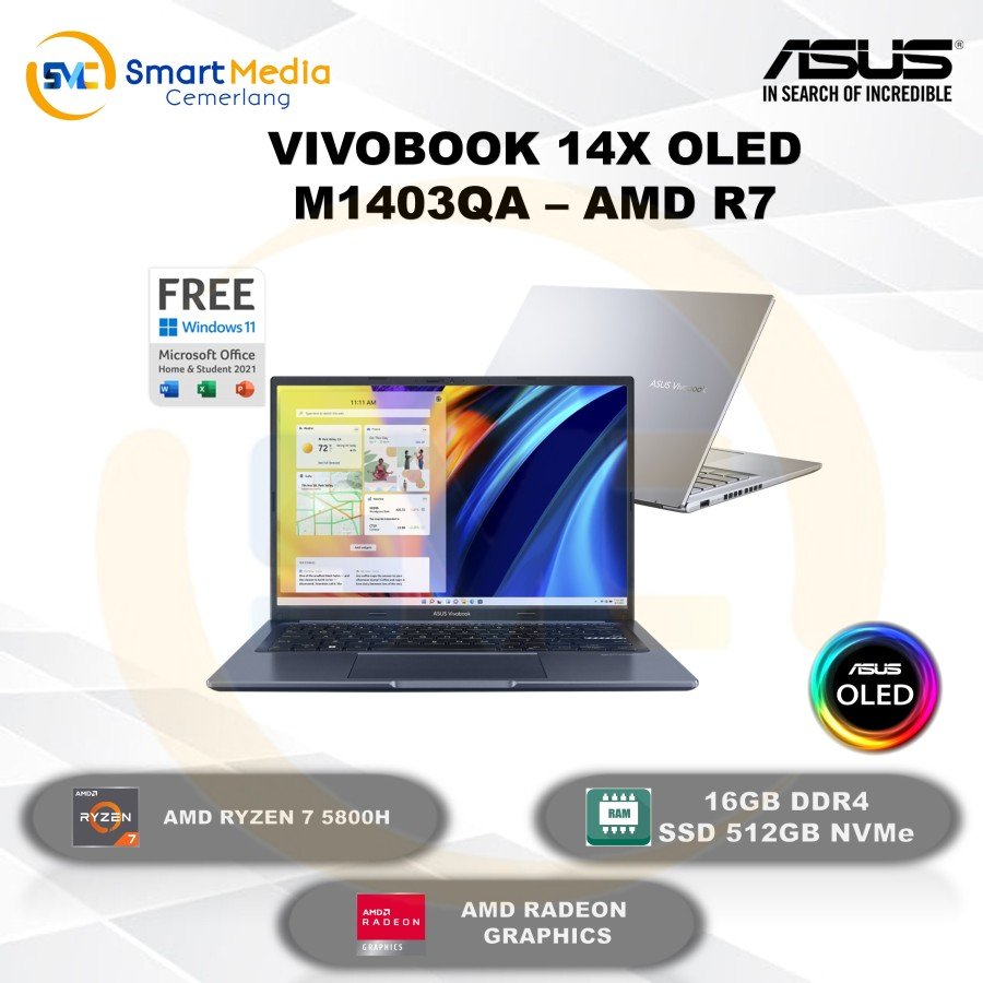 Jual ASUS VIVOBOOK 14X OLED M1403QA - R7-5800H - 16GB - 512GB - RADEON ...