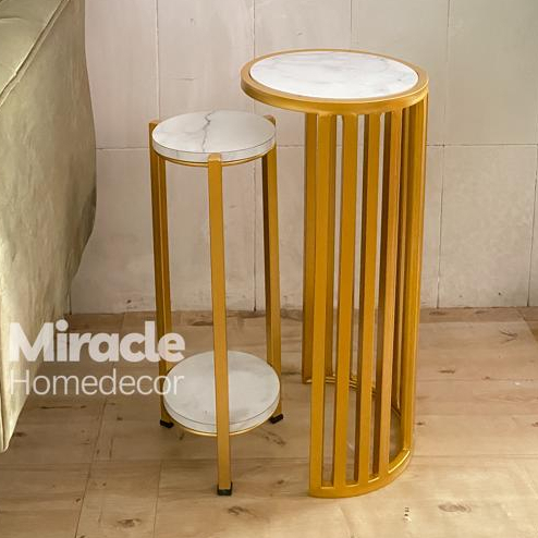 Jual Stand pot bunga rangka besi top hpl motif marmer / table pot sudut ...