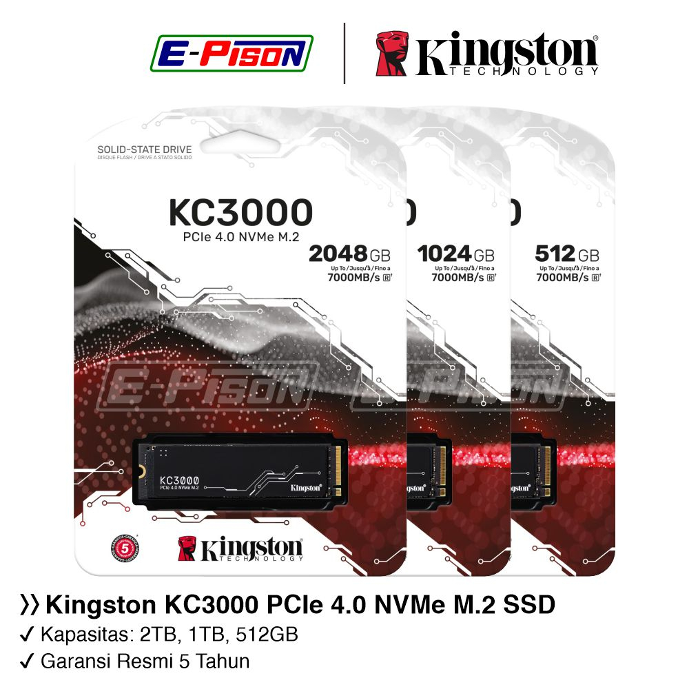 Jual SSD M2 NVME 2TB 1TB 512GB PCIe Gen4 x4 | Kingston KC3000 SSD ...