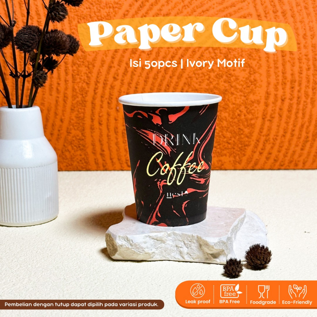 Jual [ISI 50PCS] Paper Cup 8 Oz (240ml) / Gelas Kertas Kopi Teh Polos Motif Tahan Panas / Hot ...
