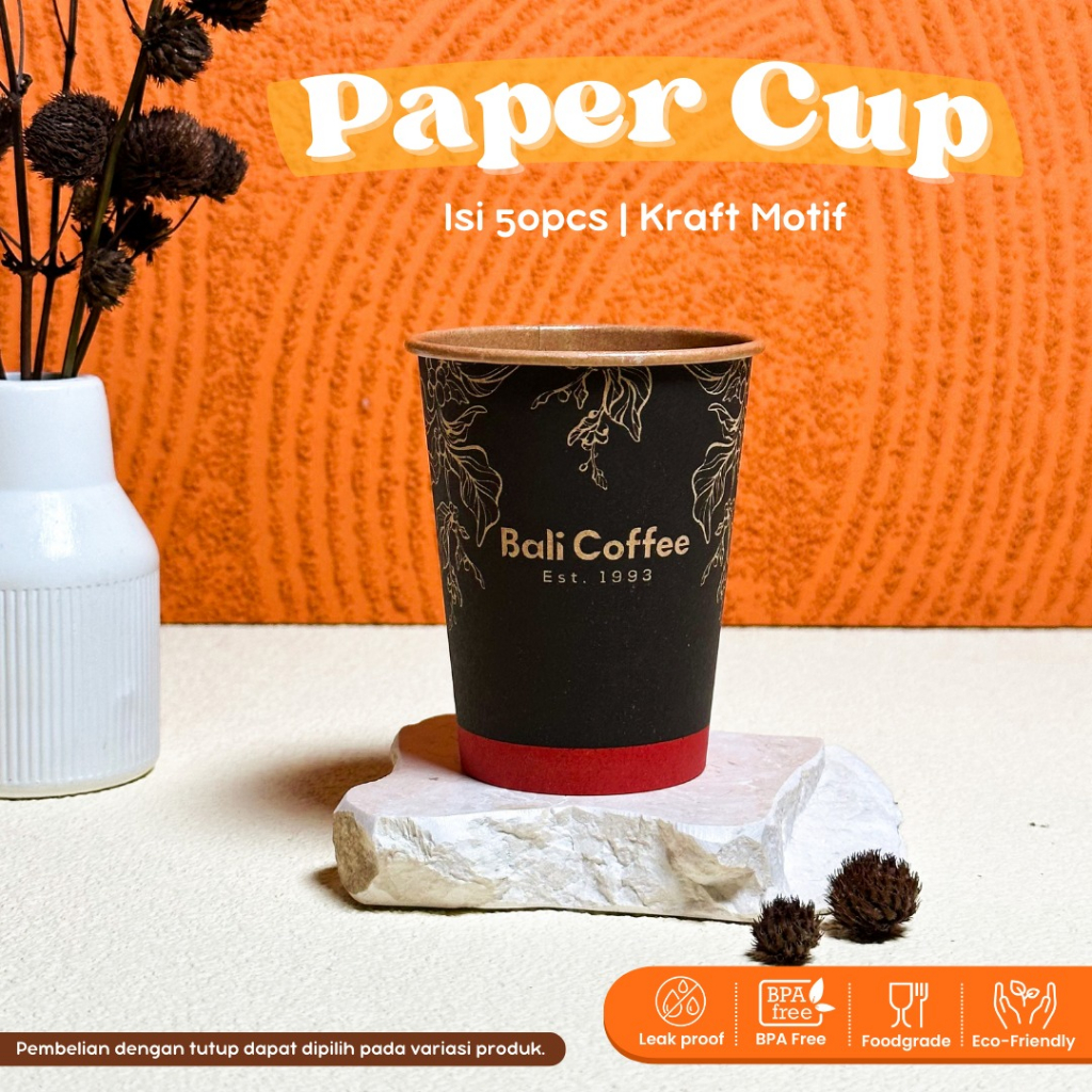 Jual [ISI 50PCS] Paper Cup 8 Oz (240ml) / Gelas Kertas Kopi Teh Polos Motif Tahan Panas / Hot ...