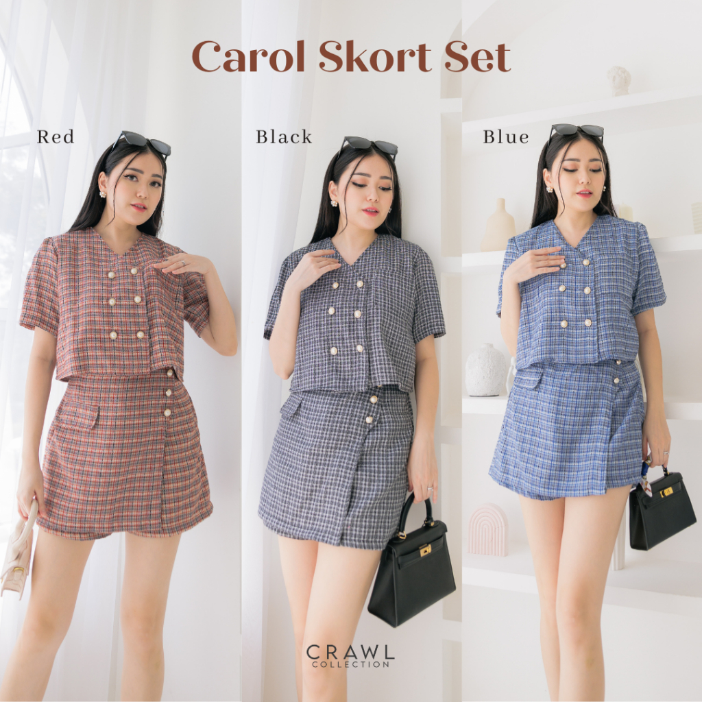 Jual Carol Tweed Set / one set celana rok / baju set kantor hangout ...
