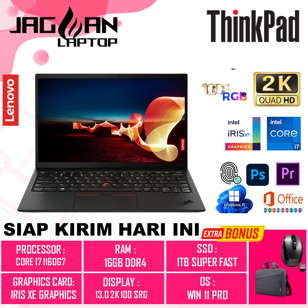 Jual Laptop Bisnis Lenovo Thinkpad X1 NANO Core i7 1160G7 16GB/1TB SSD 13.0 2K RGB100% Win10 ...