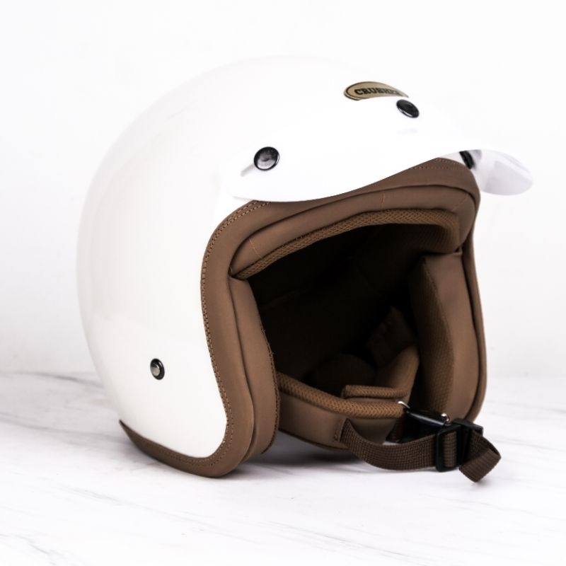 Jual Helm Open Face White Glossy Premium Quality custom by ...