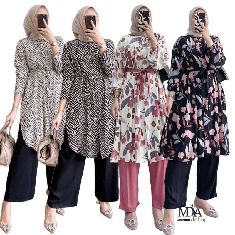 Jual SHINTA Tunik One Set Wanita Tunik Rayon Diamond Premium Setelan ...