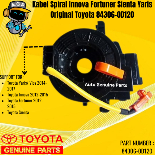 Jual Kabel Spiral Innova Fortuner Sienta Yaris Original Toyota 84306 ...