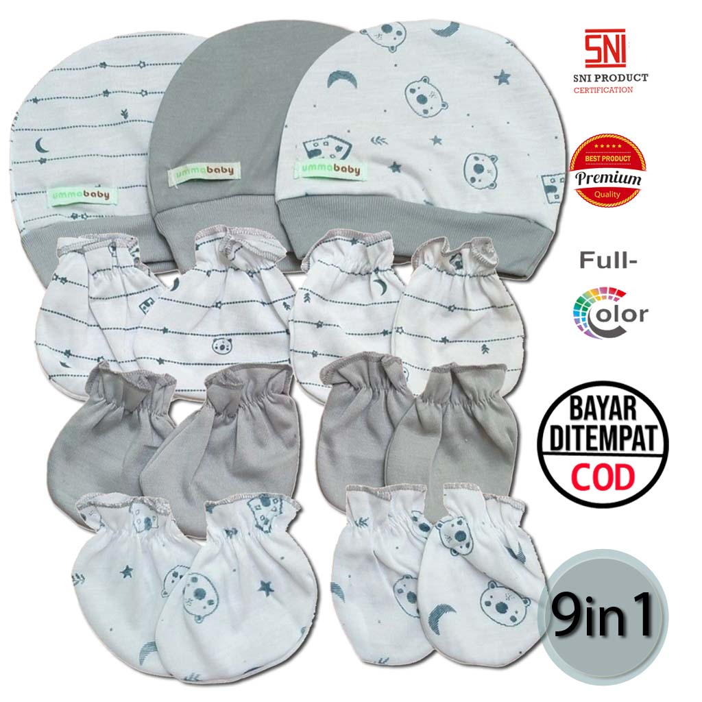 Jual 9in1 isi 3 Topi Bayi 3 Pasang Sarung Tangan 3 Pasang Sarung Kaki ...