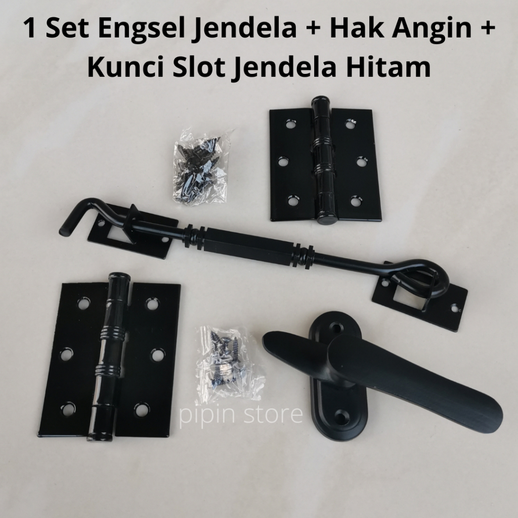 Jual Paket Engsel Hitam Jendela Kayu 3 Inch 1 Set - Hak Angin Hitam ...