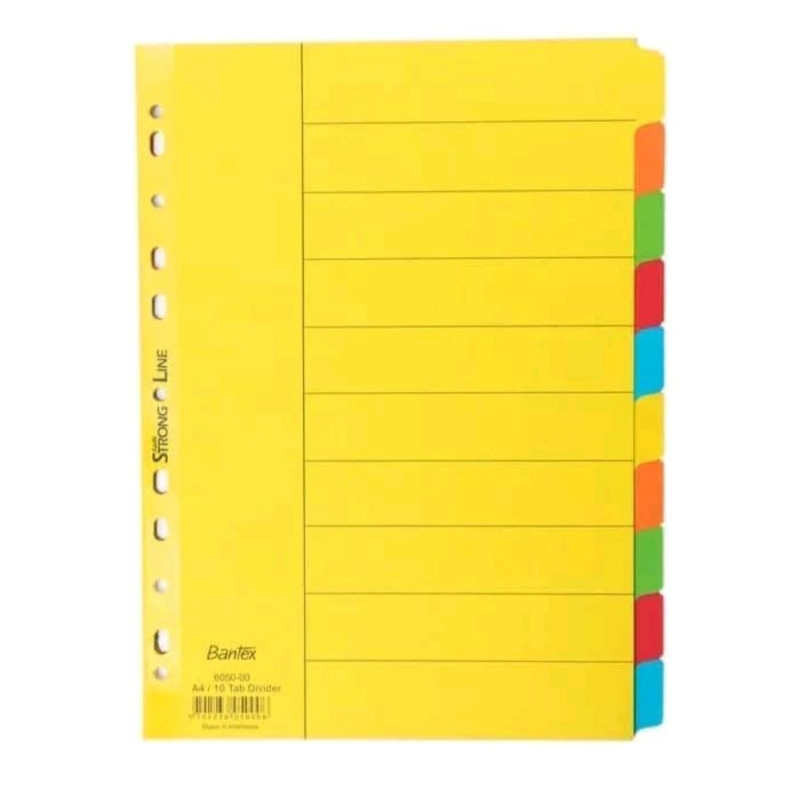 Jual pembatas document/pembatas kertas Divider A4 10 warna bantex ...