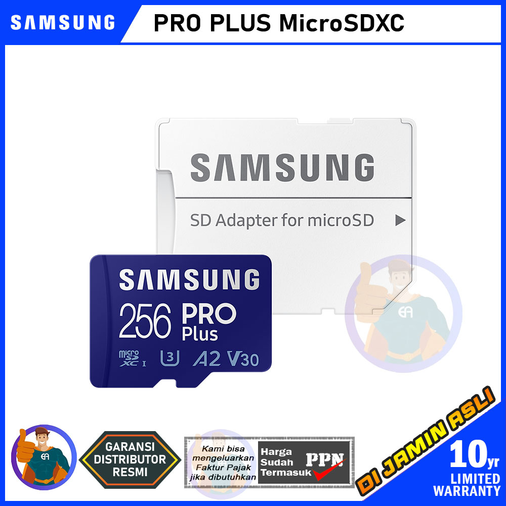 Jual Samsung microSDXC 256GB PRO Plus U3, V30, A2, Class 10, Memory Card | Shopee Indonesia