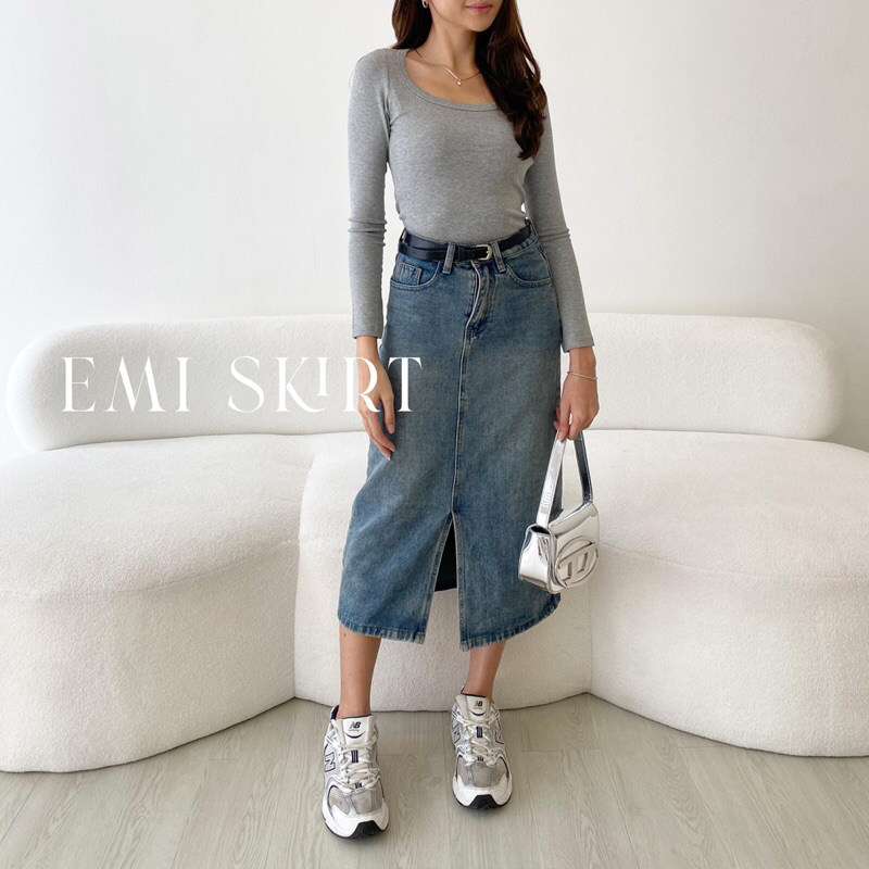 Jual SORINBYHER Emi Denim Skirt / Rok Jeans Wanita Midi Slit Jeans ...