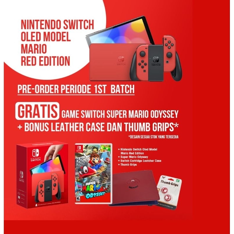 Jual Nintendo Switch Console Oled Model Mario Red Edition Free